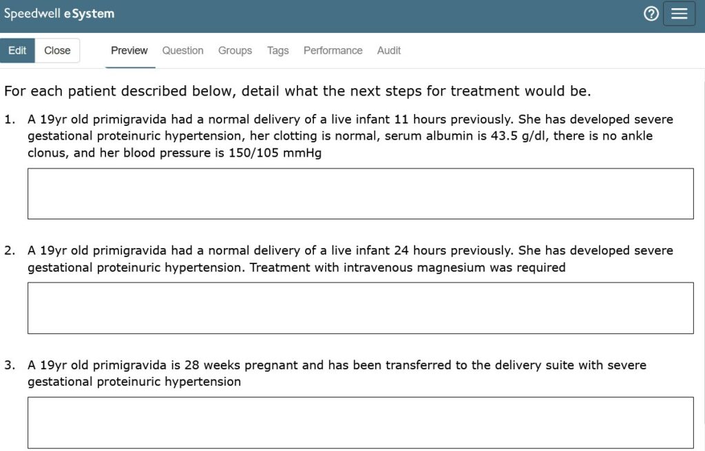 Creating multiple short answer questions - Speedwell